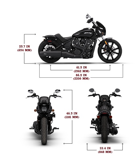 Side view of the 2026 Indian Sport Scout Sixty Limited motorcycle with ...