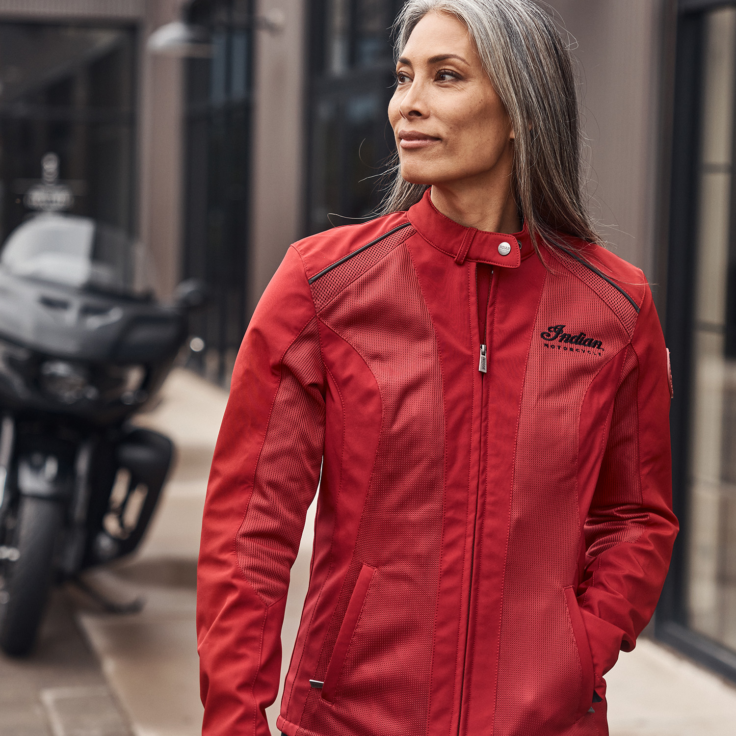 Women's Austin Mesh Jacket, Red | Indian Motorcycle Women's Austin Mesh Jacket, Red | Indian Motorcycle