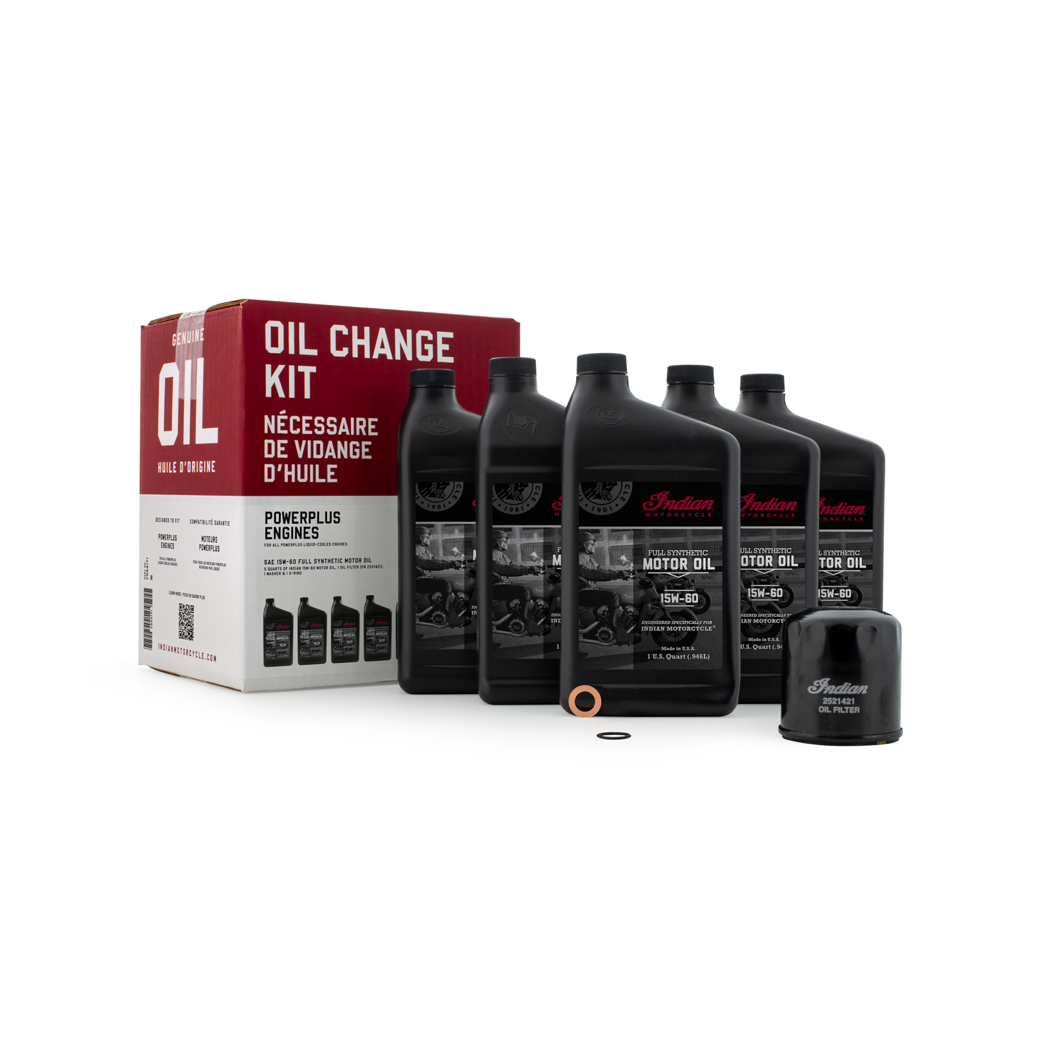 PowerPlus Oil Change Kit, Fits Indian PowerPlus, 2884171, 5 Quarts of ...