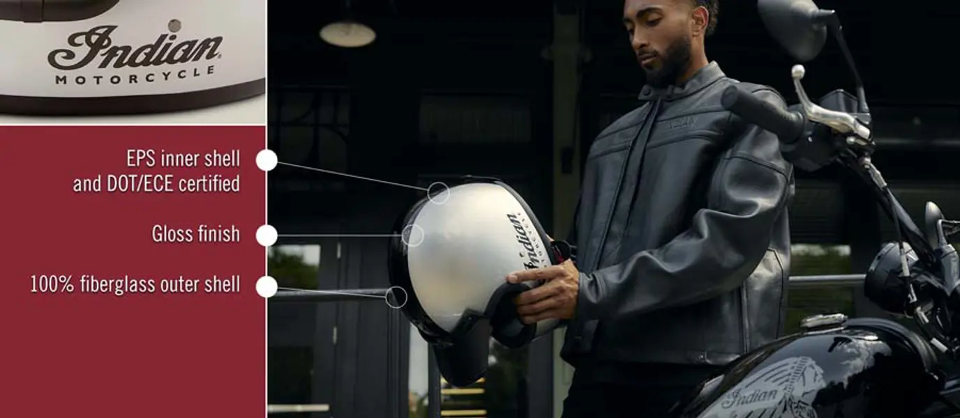 Gloss Stripe Retro Full Face Helmet, Silver | Indian Motorcycle