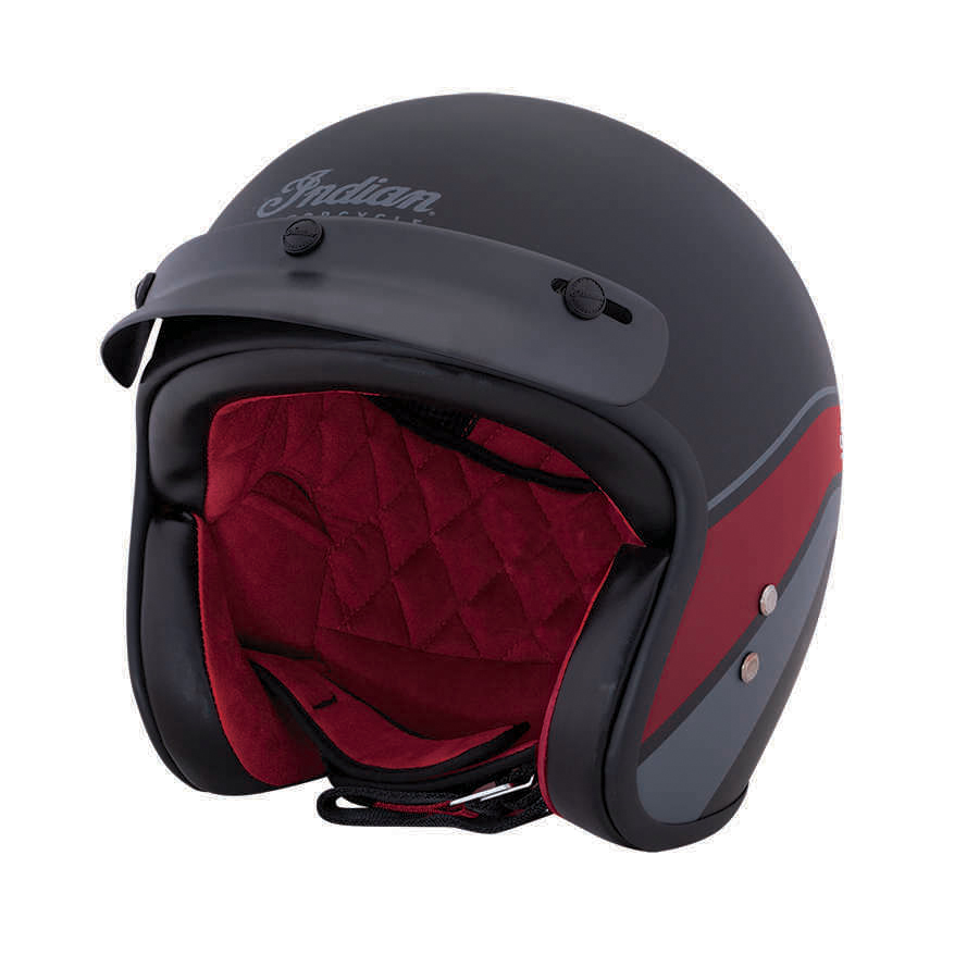 Indian Motorcycle Retro Open Face Helmet with Stripe and Checker | eBay