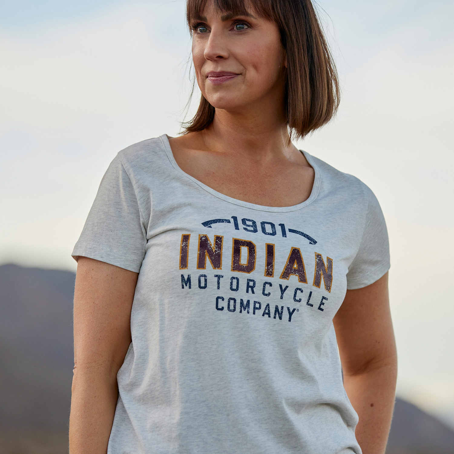 Women's 1901 IMC Glitter T-Shirt, Gray | Indian Motorcycle Women's 1901 IMC Glitter T-Shirt, Gray | Indian Motorcycle