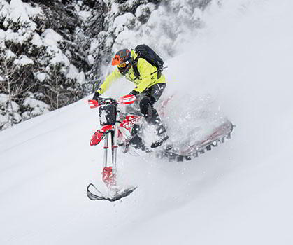 Features: 2025 Timbersled RIOT 3 | Snow Bike Conversion System